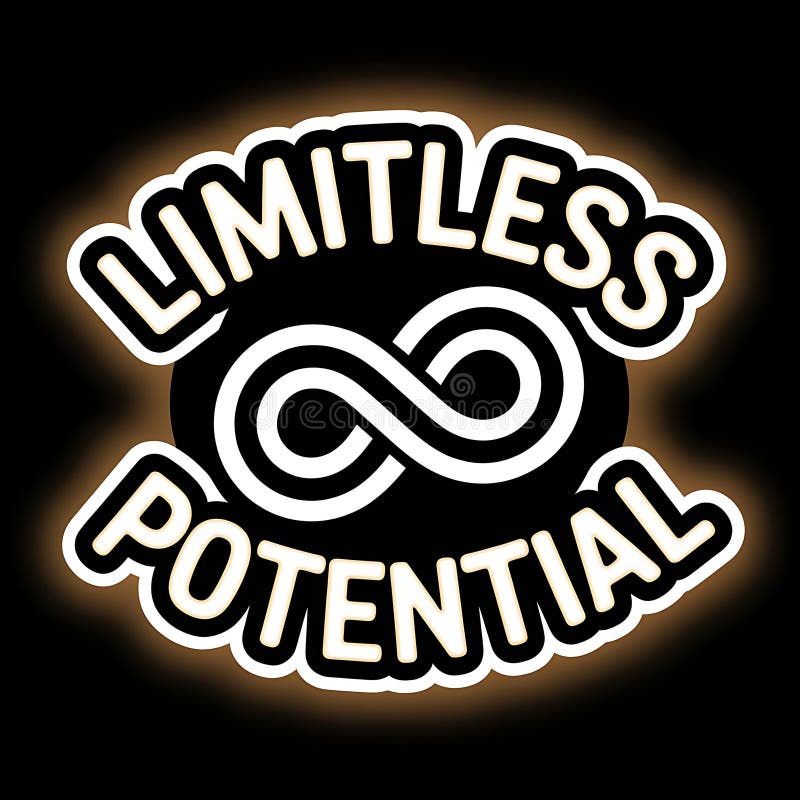 Limitless Potential Infinite Loop Icon, Glowing Gradient Text on Dark ...