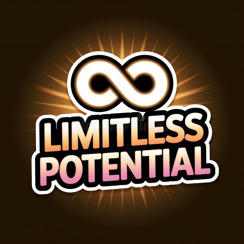 Limitless Potential Infinite Loop Icon, Glowing Gradient Text on Dark ...