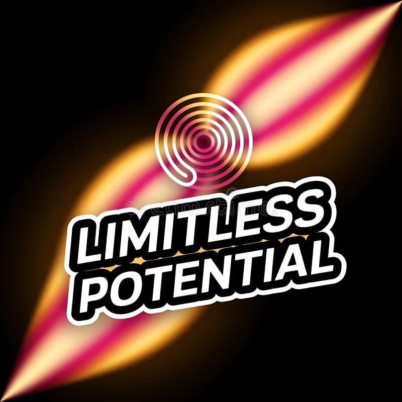 Limitless Potential Infinite Loop Icon, Glowing Gradient Text on Dark ...