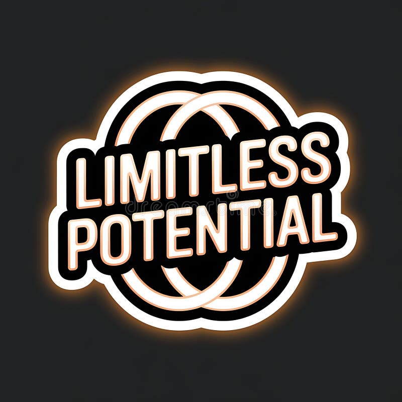 Limitless Potential Infinite Loop Icon, Glowing Gradient Text on Dark ...