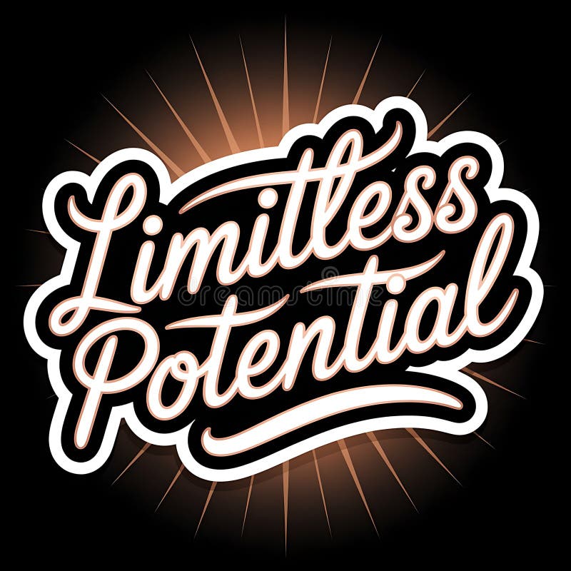 Limitless Potential Infinite Loop Icon, Glowing Gradient Text on Dark ...