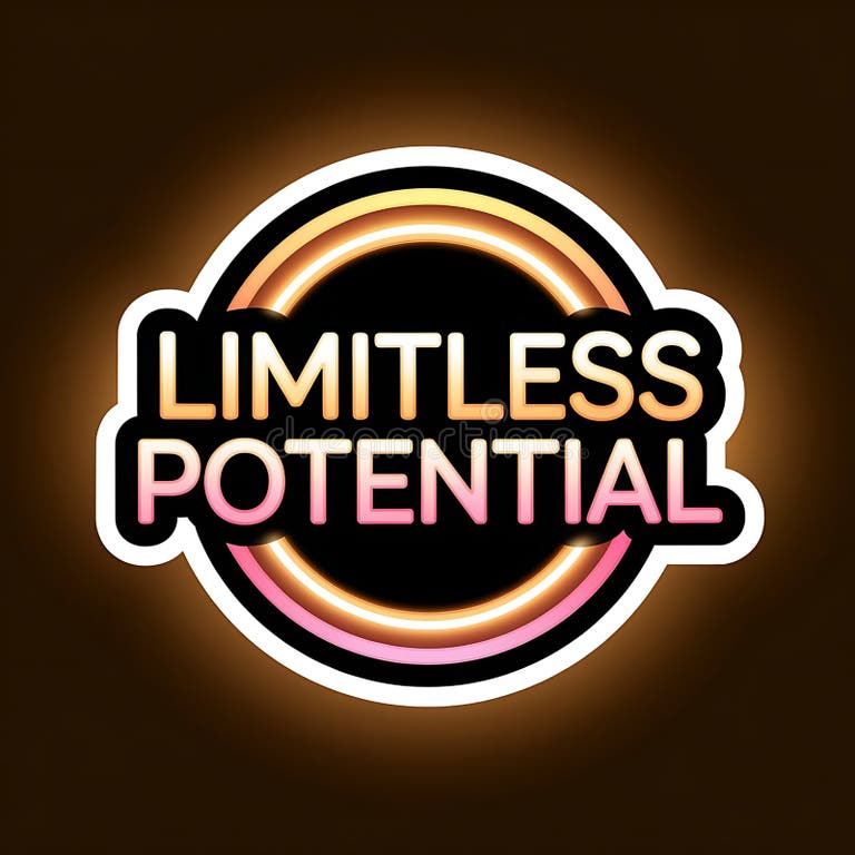 Limitless Potential Infinite Loop Icon, Glowing Gradient Text on Dark ...