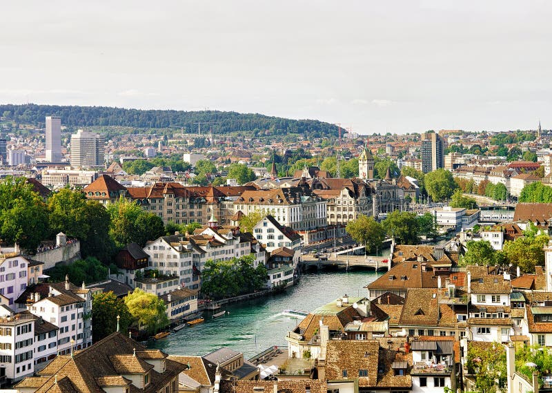 Limmatquai in Zurich Old Town Center Stock Image - Image of limmat ...
