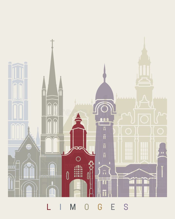 Limoges skyline poster stock vector. Illustration of limoges - 94020826