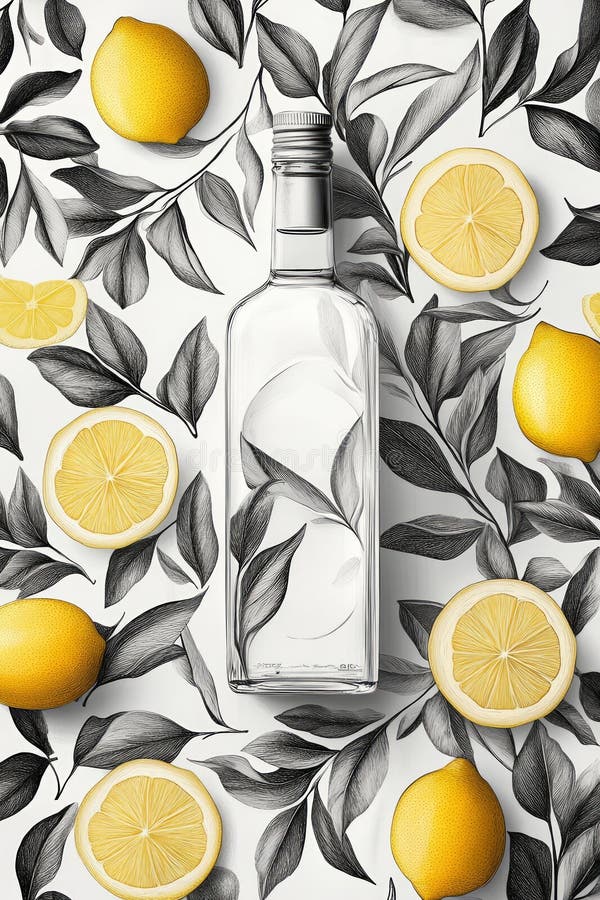 Limoncello Recipes Featuring Fresh Lemons and Elegant Bottle Design on ...