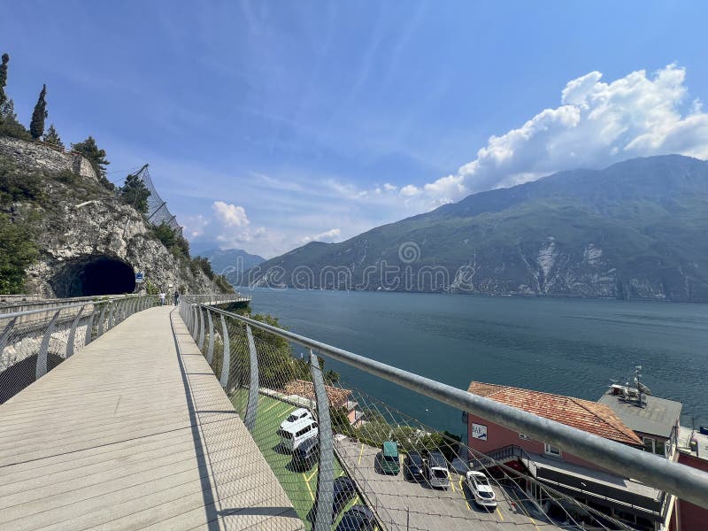 Limone Sul Garda Walk Along the Lake with a Panoramic View Stock Image ...