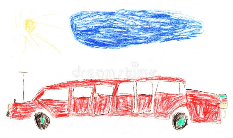 Limousine Car Original Kid S Drawing Stock Illustration - Illustration ...