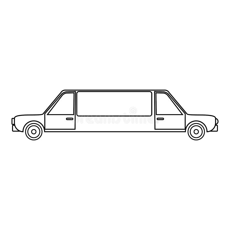 Outline Limousine Side View Vector Icon. Isolated Black Simple Line ...