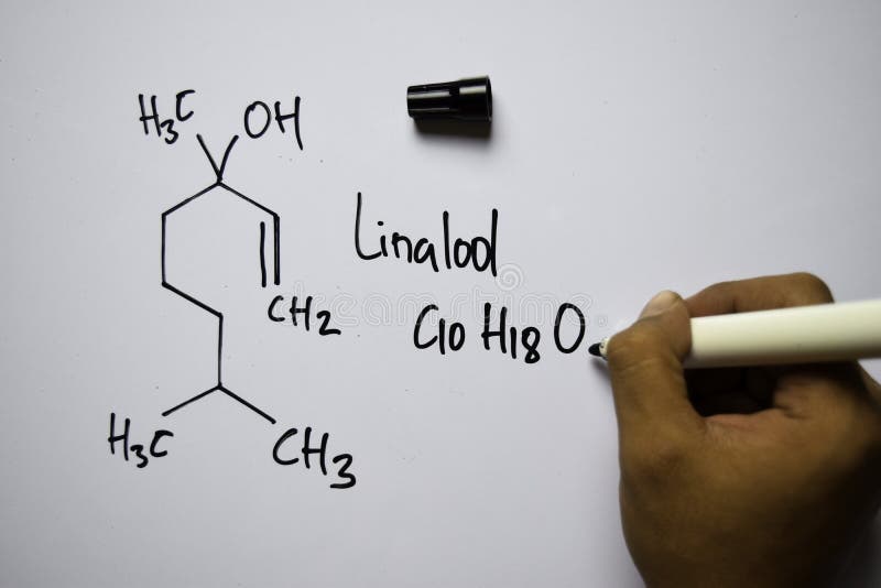 Linalool C10,H18,O Molecule Written on the White Board. Structural ...
