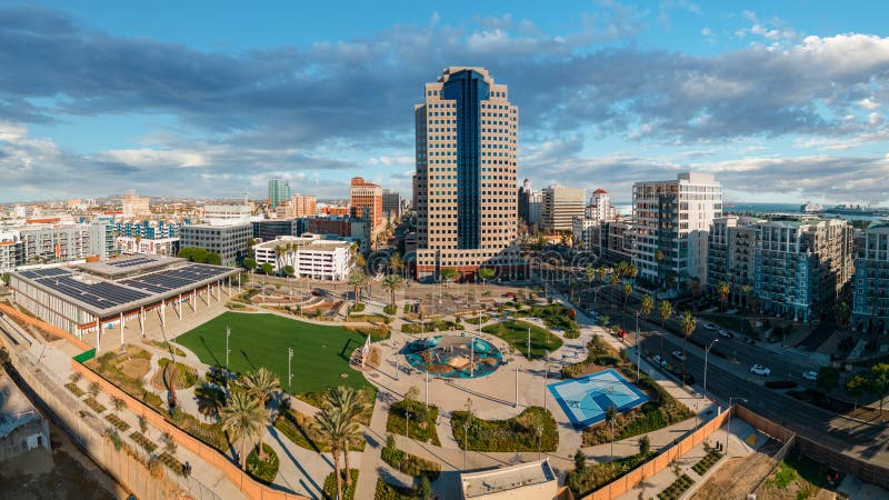 Lincoln Park with Long Beach Buildings in the Background Stock Photo ...