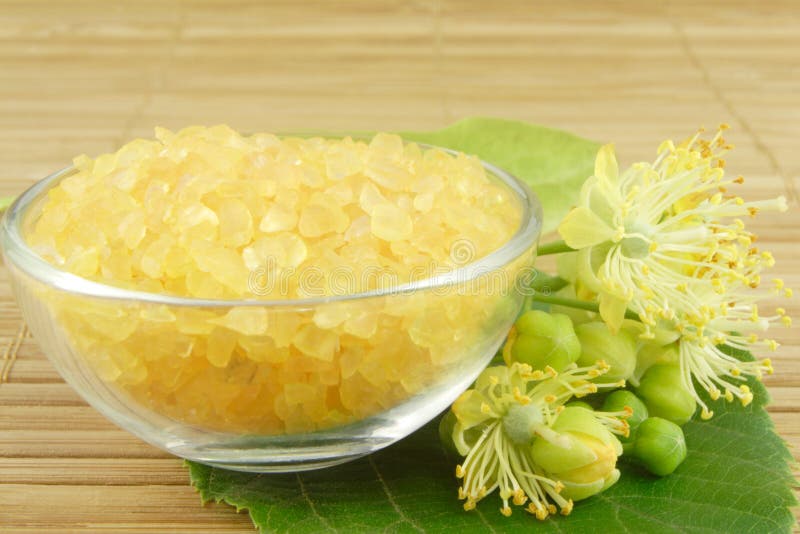 Linden bath salt stock photo. Image of yellow, scented - 18721912