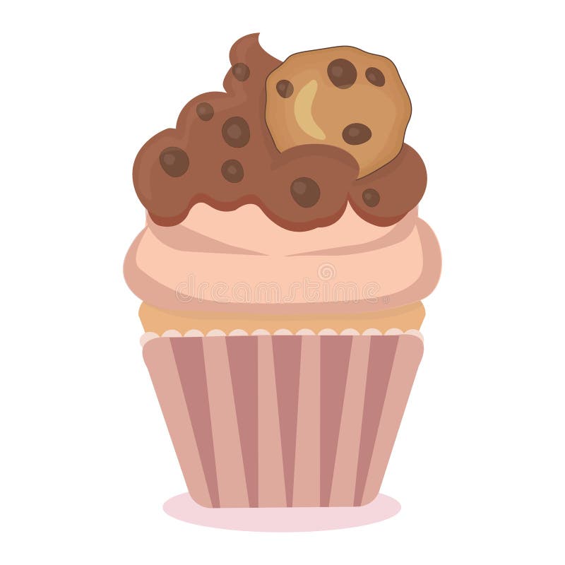 Lindo Cupcake De Dibujos Animados Con Una Galleta De Chocolate Y Trozos ... Lindo Cupcake De Dibujos Animados Con Una Galleta De Chocolate Y Trozos ...