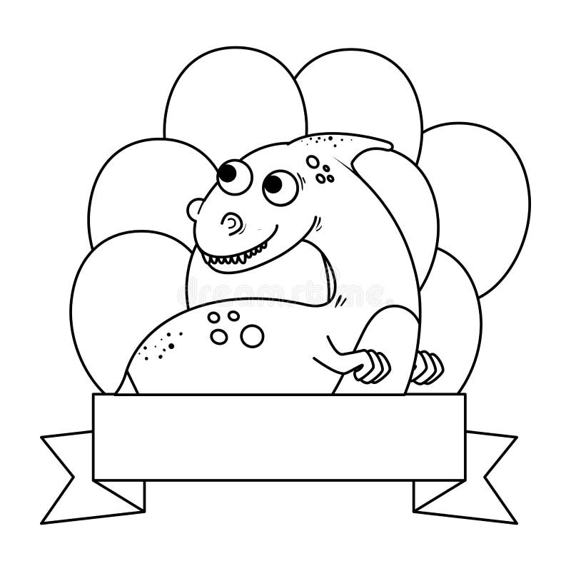 Lindo Dinosaurio Con Marco De Helio De Globos Foto de archivo - Imagen ...