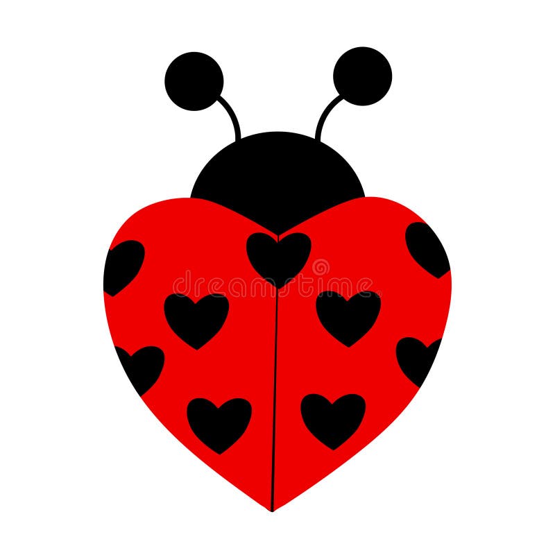 Lindo Ladybug Con Corazones Sobre Fondo Blanco. De Mano. Vector ...