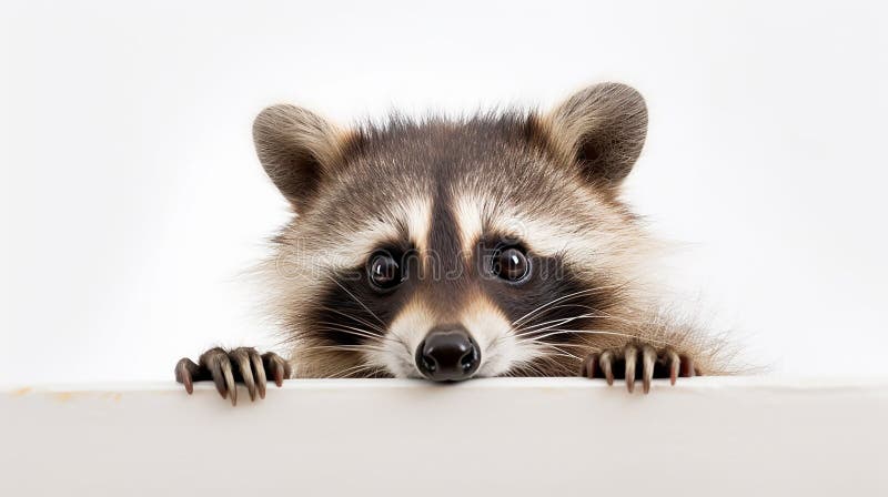 Lindo Mapache Sobre Fondo Blanco Stock de ilustración - Ilustración de ...