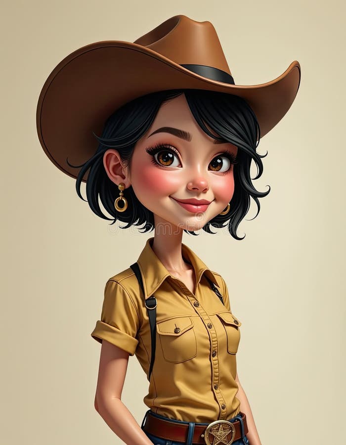 Lindo Retrato Del Personaje De Dibujos Animados De Cowgirl Stock de ... Lindo Retrato Del Personaje De Dibujos Animados De Cowgirl Stock de ...