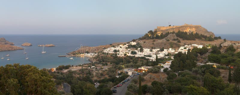 Lindos Acropolis in the Evening. Rhodes. Greece Stock Image - Image of ...