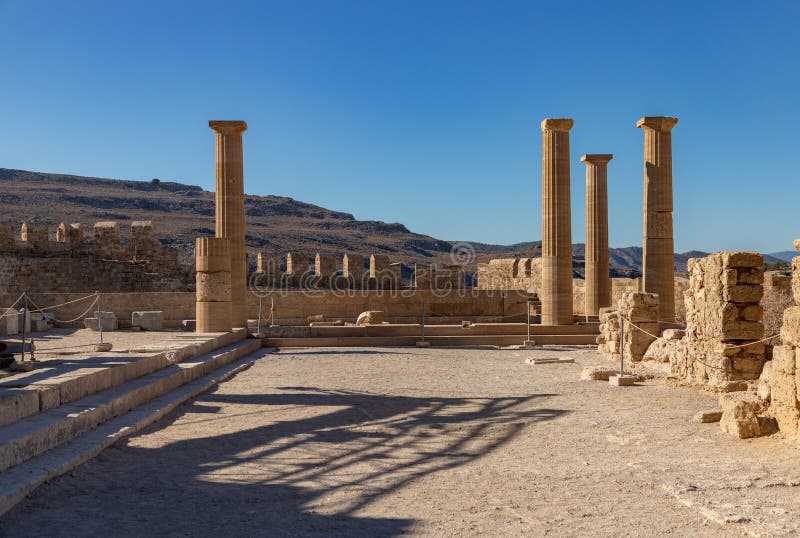 Lindos Acropolis - Large Hellenistic Stoa Stock Photo - Image of ...