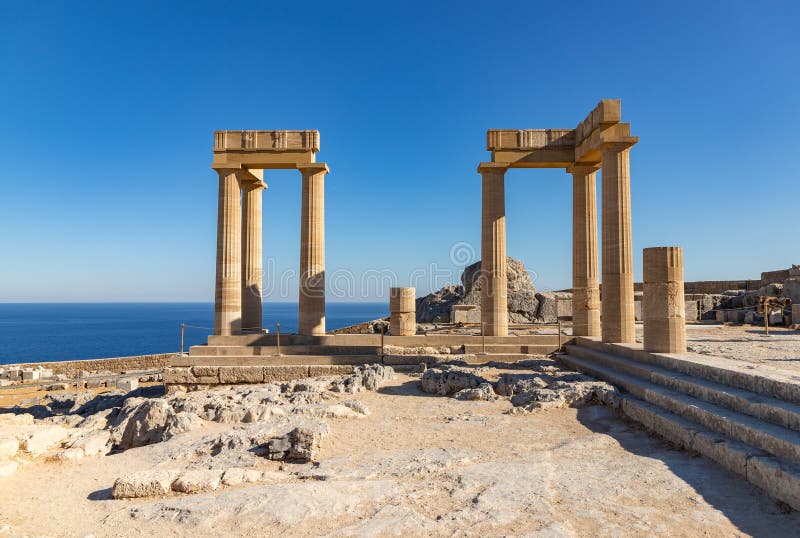 Lindos Acropolis - Large Hellenistic Stoa Stock Photo - Image of ...