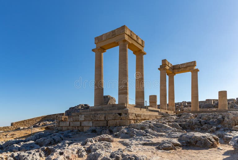 Lindos Acropolis - Large Hellenistic Stoa Stock Photo - Image of ...