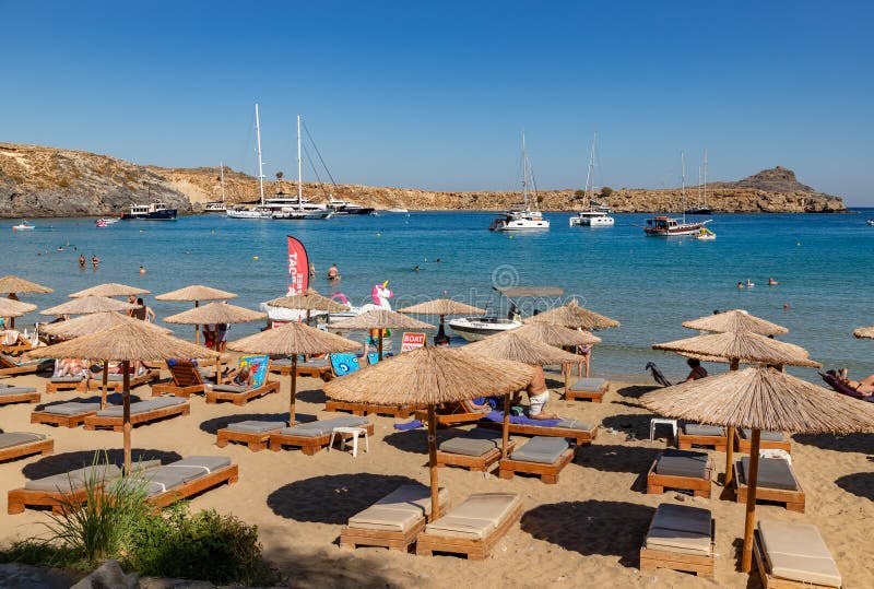 Lindos Beach stock photo. Image of lindos, landscape - 372189930