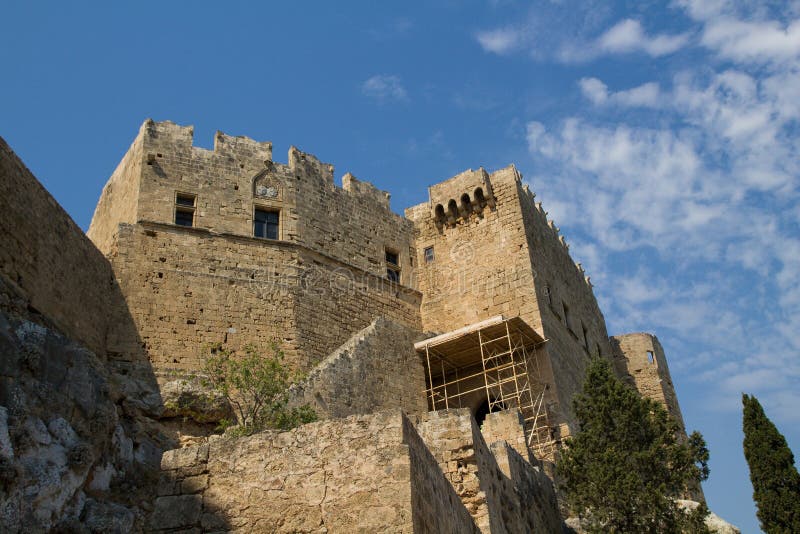 Lindos Castle in Rhodes, Greece Stock Image - Image of greece ...