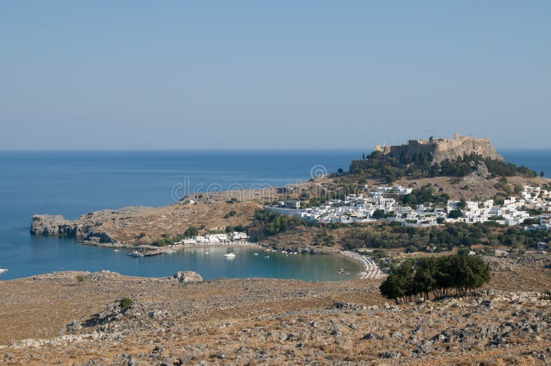 Lindos city view stock image. Image of castle, town, rhodes - 21655697