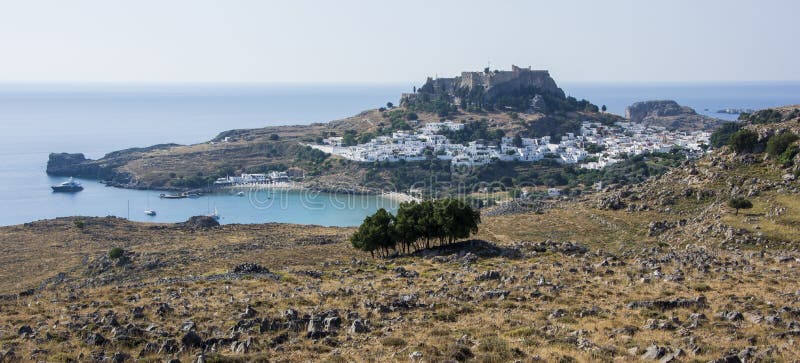 Lindos greece stock image. Image of greek, greece, landscape - 56058709