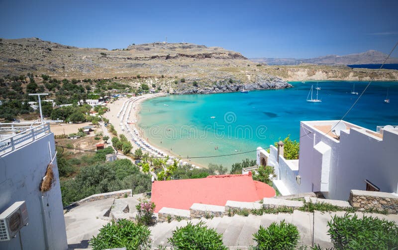 Lindos Stad I Den Rhodes ön Fotografering för Bildbyråer - Bild av fort ...