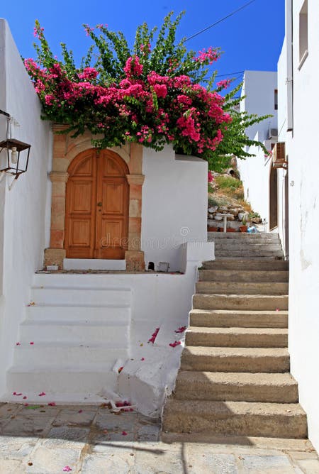Lindos Streets and Passageways Stock Photo - Image of greece ...