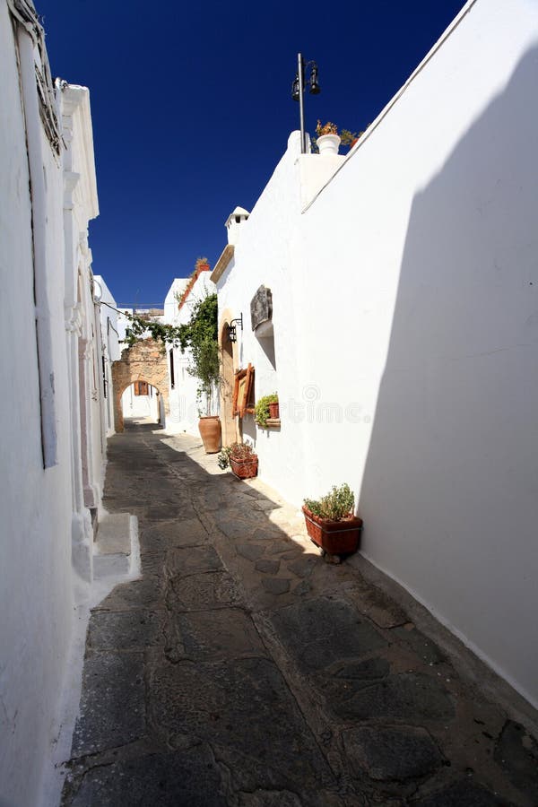 Lindos Streets and Passageways Stock Photo - Image of rodos ...