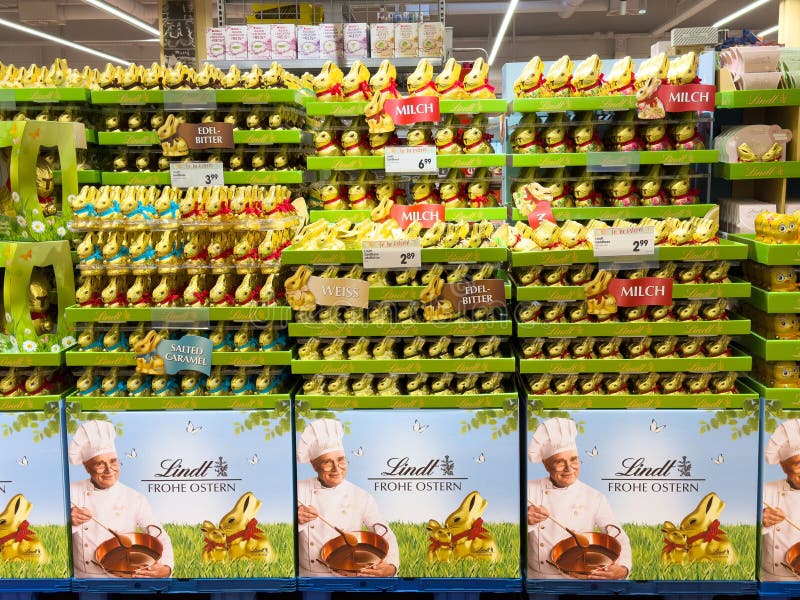 Lindt Easter Chocolate Bunny Display in Grocery Store Aisle Editorial ...