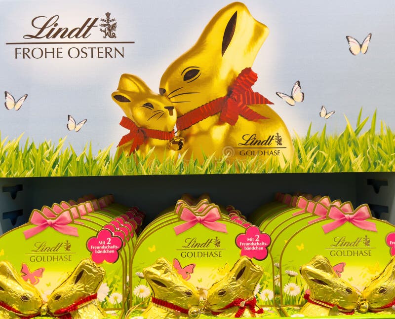 Lindt Gold Bunny Display in Spring Themed Packaging for Easter ...