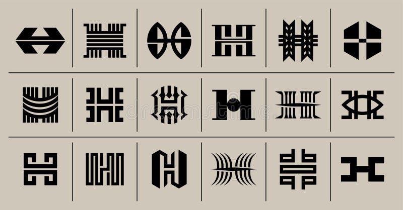 Line Abstract Initial H Letter Logo Template Set Stock Vector ...