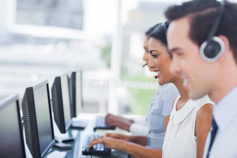 Line of Call Centre Employees Stock Image - Image of operator, service ...