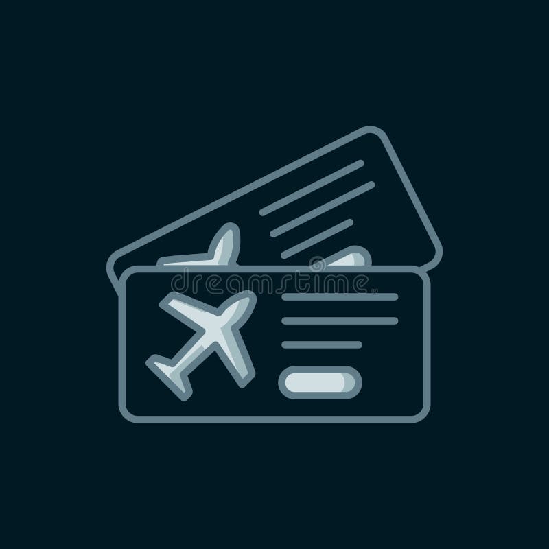 Line Airline Ticket Icon Isolated on Black Background. Plane Ticket ...