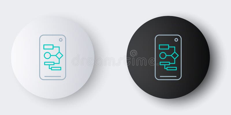 Line Algorithm Icon Isolated On Grey Background Algorithm Symbol Design From Artificial