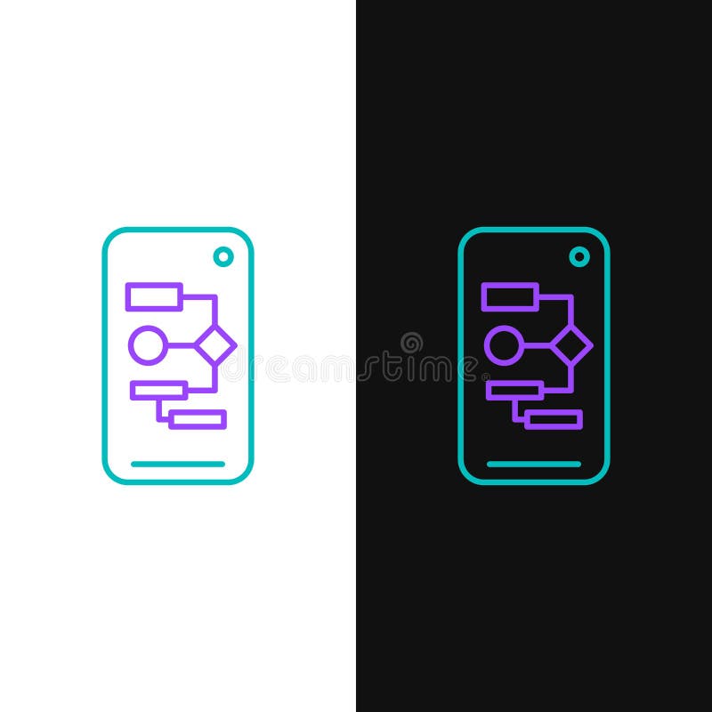 Line Algorithm Icon Isolated On White And Black Background Algorithm Symbol Design From