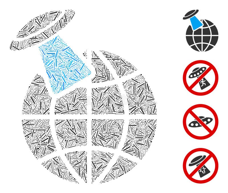 Line Alien Visit Planet Icon Vector Collage Stock Vector - Illustration ...