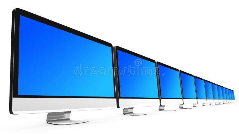 A Line of All in One Computers Stock Illustration - Illustration of ...