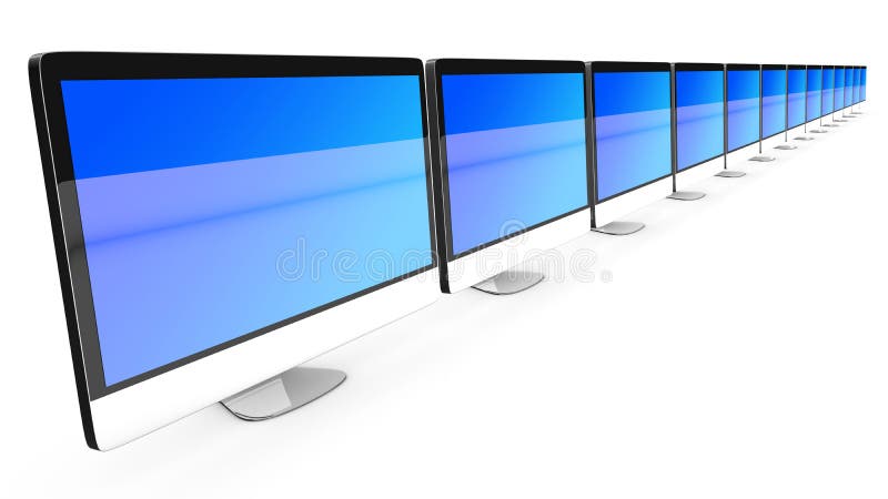 A Line of All in One Computers Stock Illustration - Illustration of ...