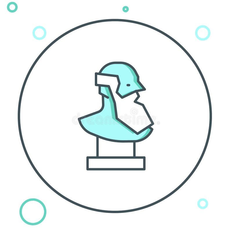 Line Ancient Bust Sculpture Icon Isolated on White Background. Colorful ...