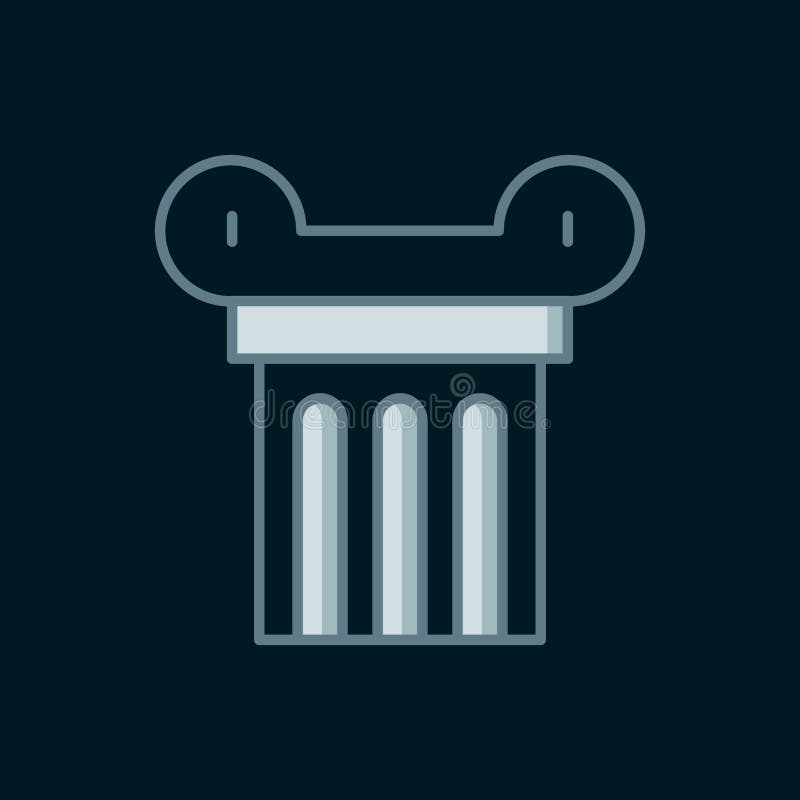 Line Ancient Column Icon Isolated on Black Background. Flat Filled ...