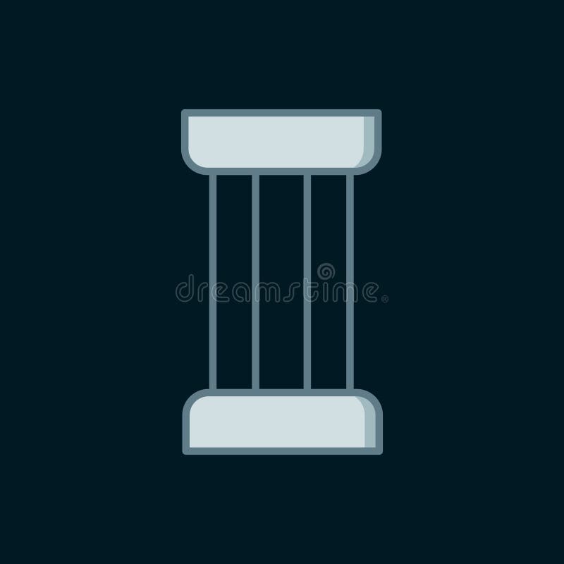 Line Ancient Column Icon Isolated on Black Background. Flat Filled ...