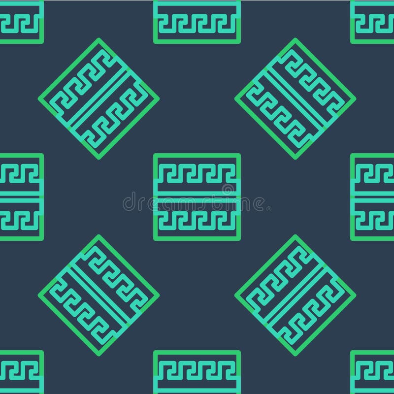 Line Ancient Greek Pattern Icon Isolated Seamless Pattern on Blue ...