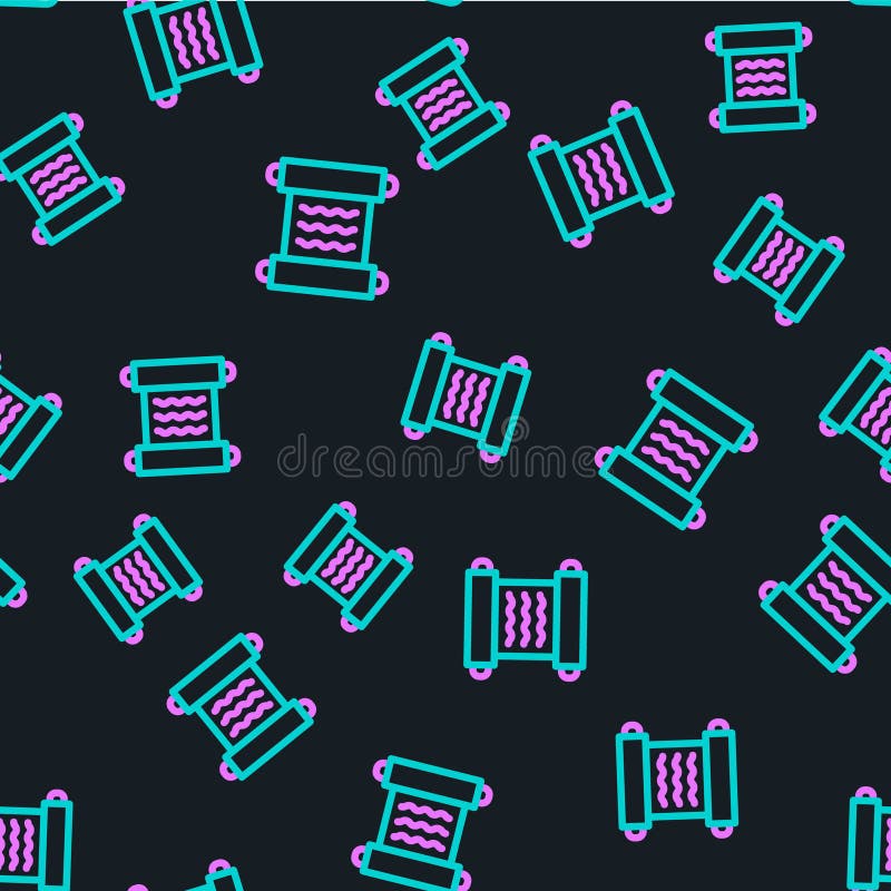Line Ancient Papyrus Scroll Icon Isolated Seamless Pattern on Black ...