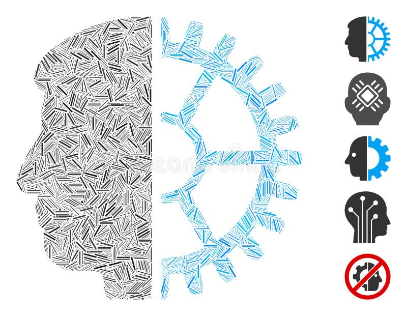 Android Head Iron Cyborg Man Stylized Portrait Polished Blue Metallic ...