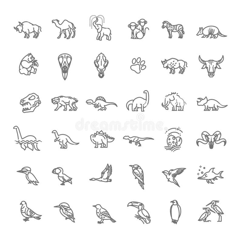 Line Animals Concepts, Vector Icons Set Stock Vector - Illustration of ...