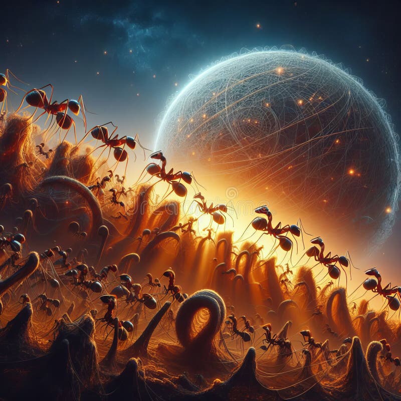 A Line of Ants Marching in Formation, Phot Stock Illustration ...