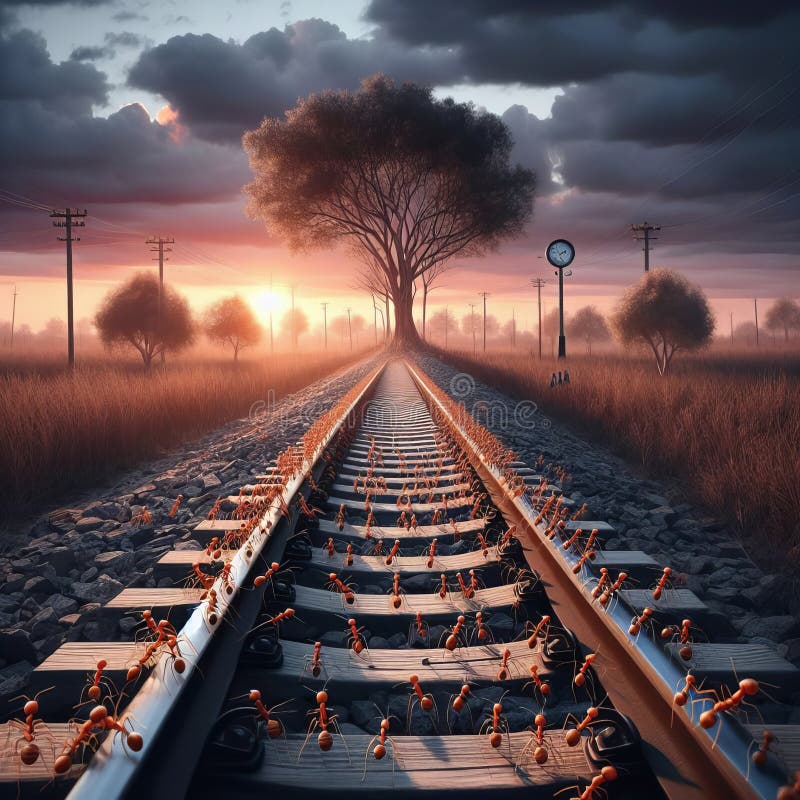 A Line of Ants Marching in Formation, Phot Stock Illustration ...